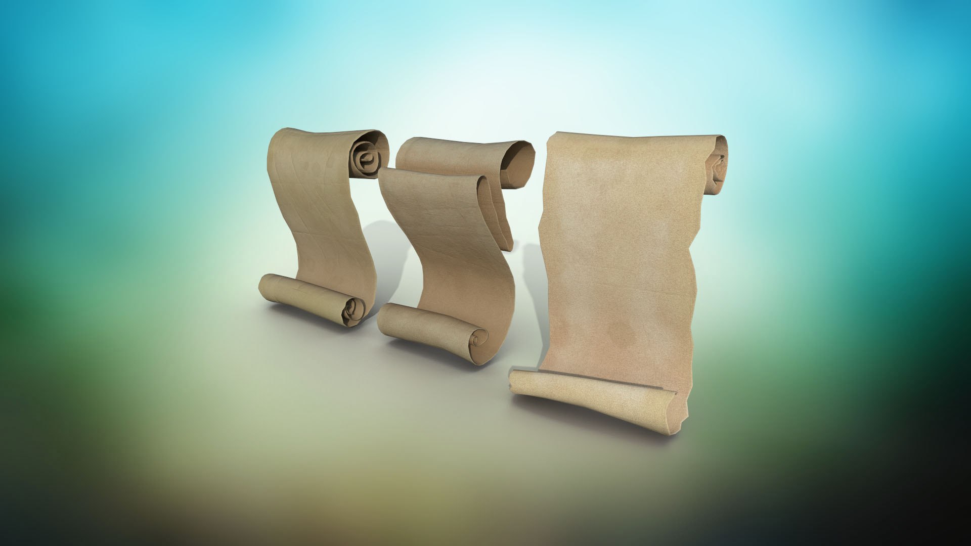 3D Set Of Three Papyrus Scrolls PBR Low-poly 3D Model - TurboSquid 1903718