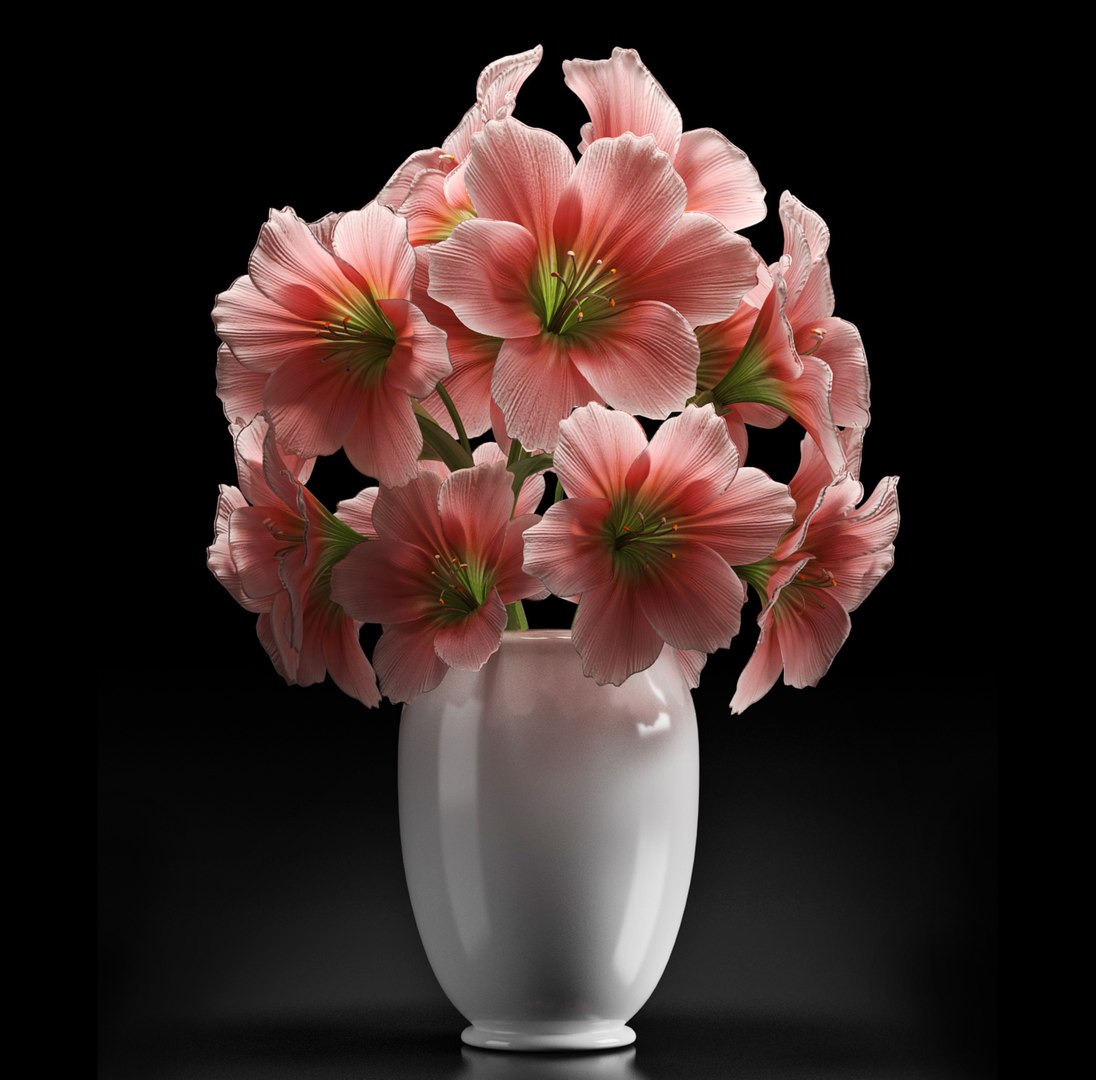 Pink Amaryllis Flower 3d Model