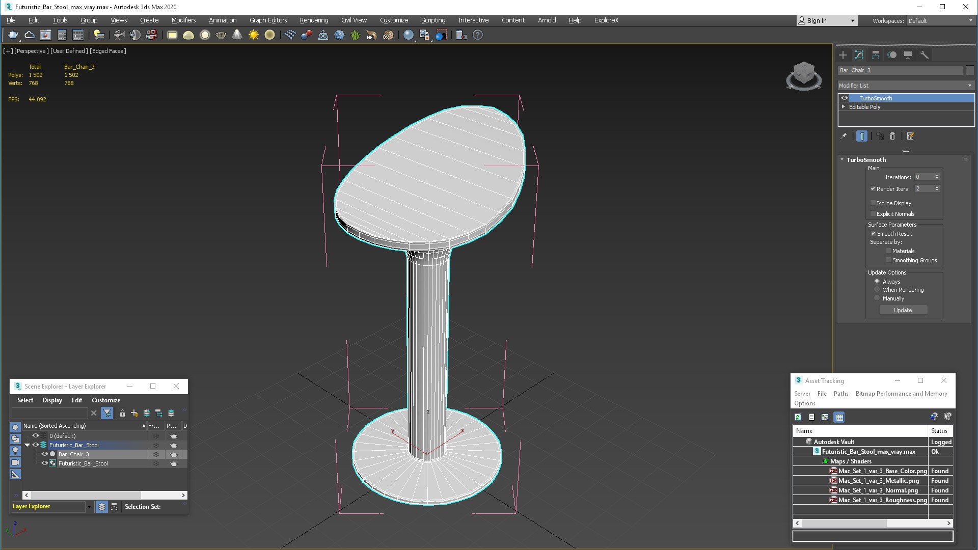 3D Model Futuristic Bar Stool - TurboSquid 2315634