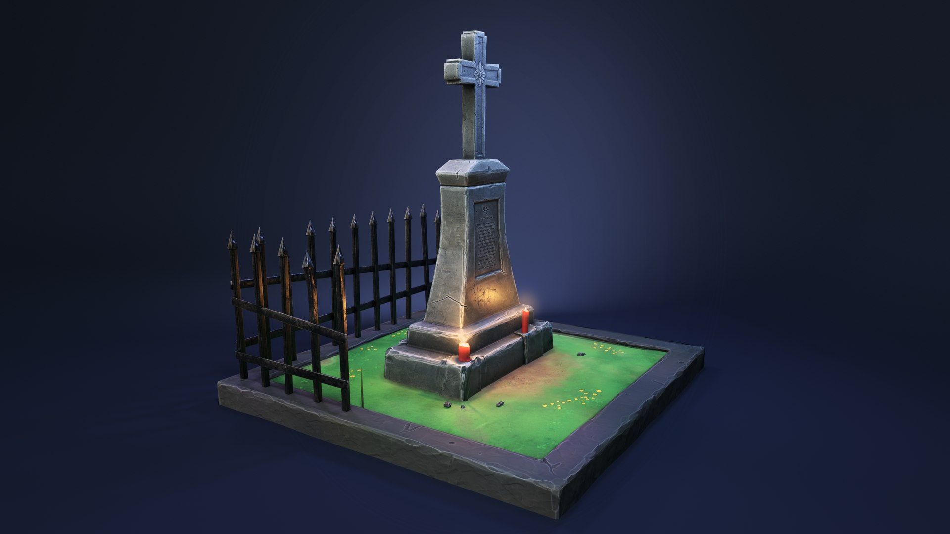 Stylized Gravestone Pedestal Cross 3D Model - TurboSquid 1575843