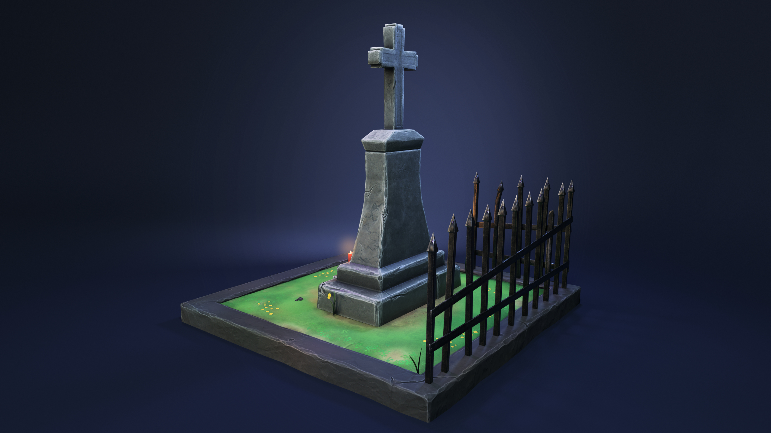 Stylized gravestone pedestal cross 3D model - TurboSquid 1575843