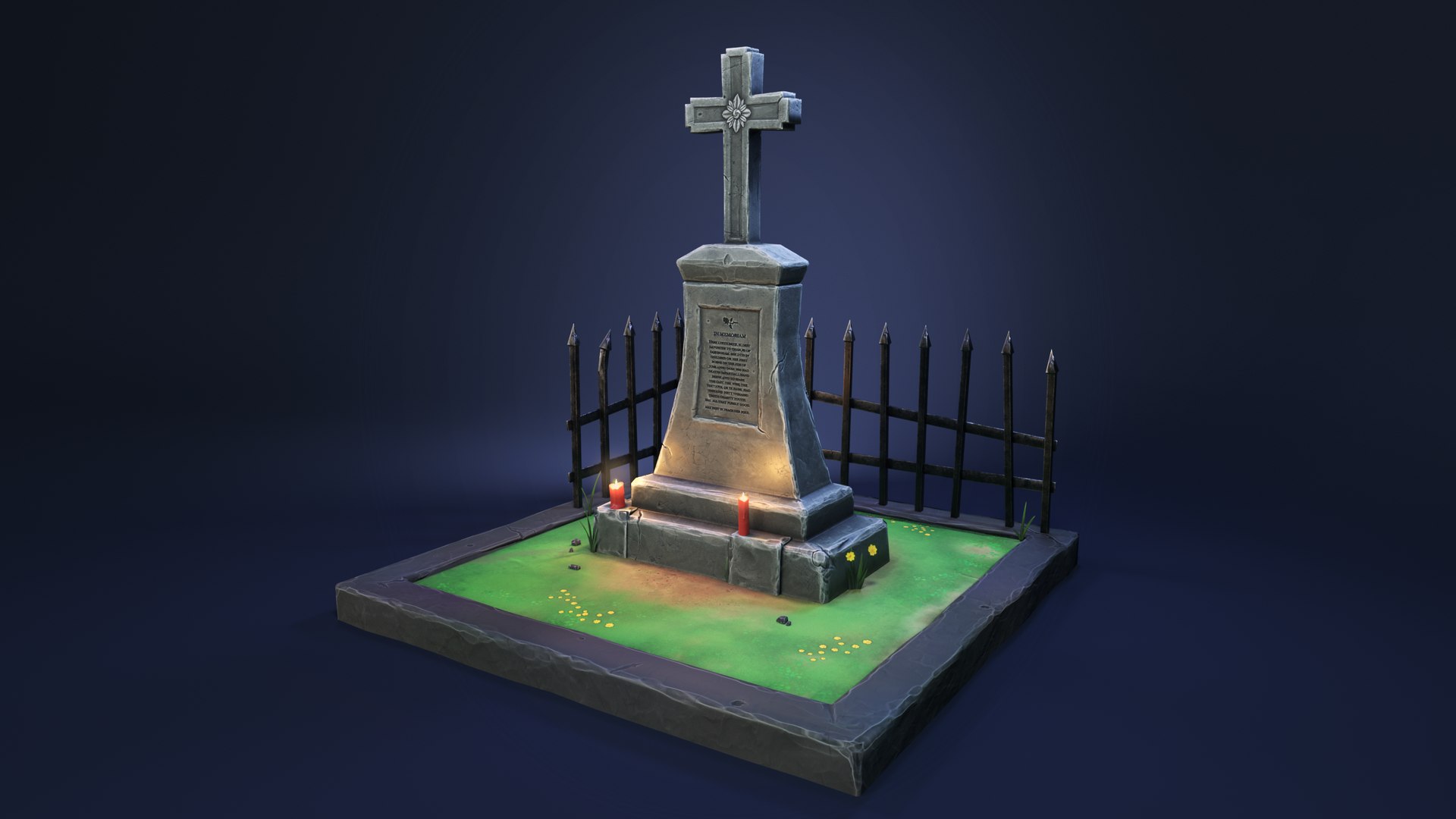 Stylized Gravestone Pedestal Cross 3D Model - TurboSquid 1575843