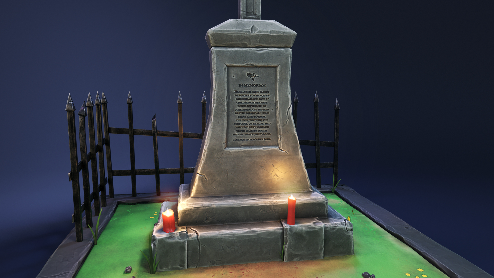 Stylized gravestone pedestal cross 3D model - TurboSquid 1575843