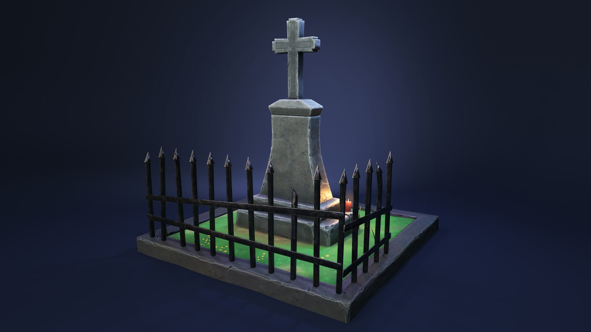 Stylized Gravestone Pedestal Cross 3D Model - TurboSquid 1575843