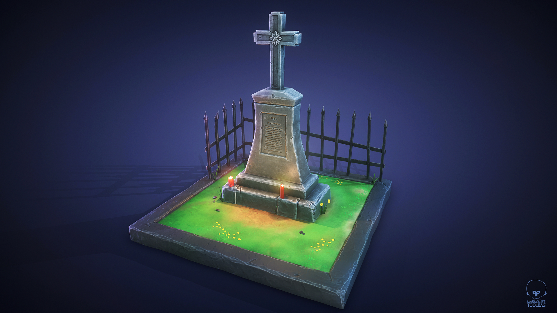 Stylized gravestone pedestal cross 3D model - TurboSquid 1575843