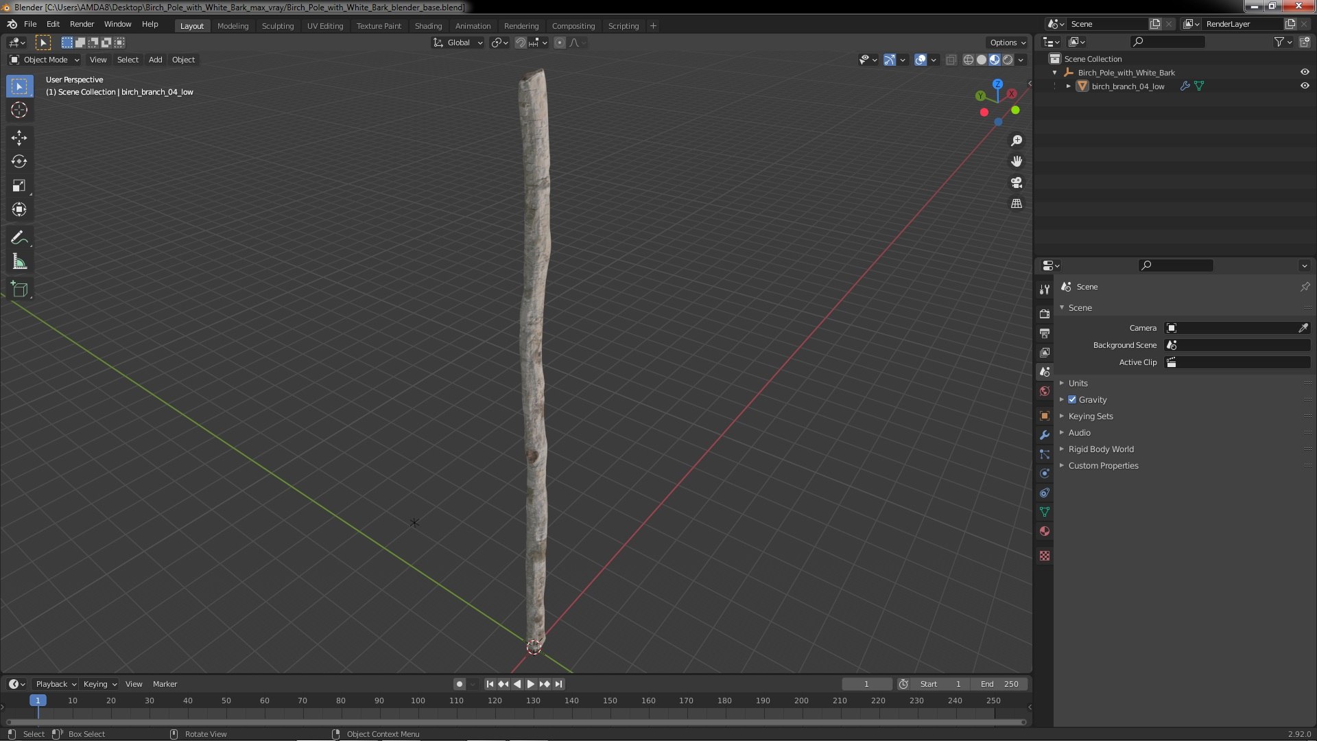 3D Birch Pole with White Bark model - TurboSquid 2127227
