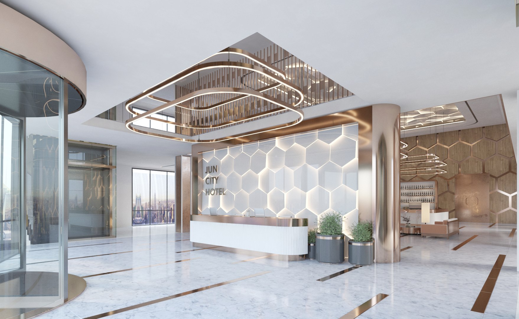 Luxury Hotel Lobby Interior 3D Model - TurboSquid 1998352