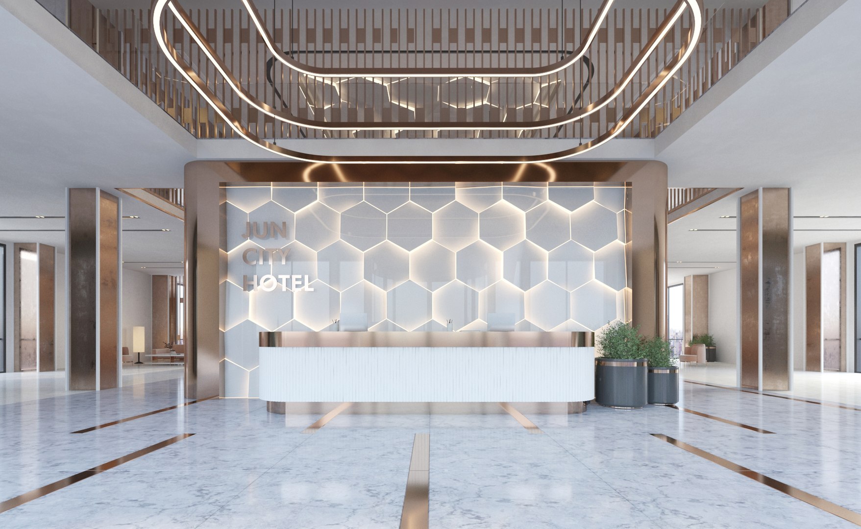 Luxury Hotel Lobby Interior 3D Model - TurboSquid 1998352