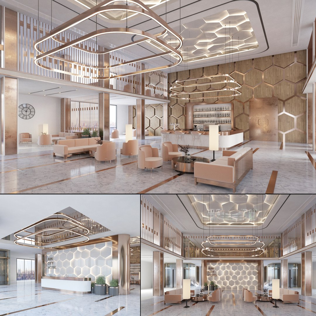 Luxury Hotel Lobby Interior 3D model - TurboSquid 1998352