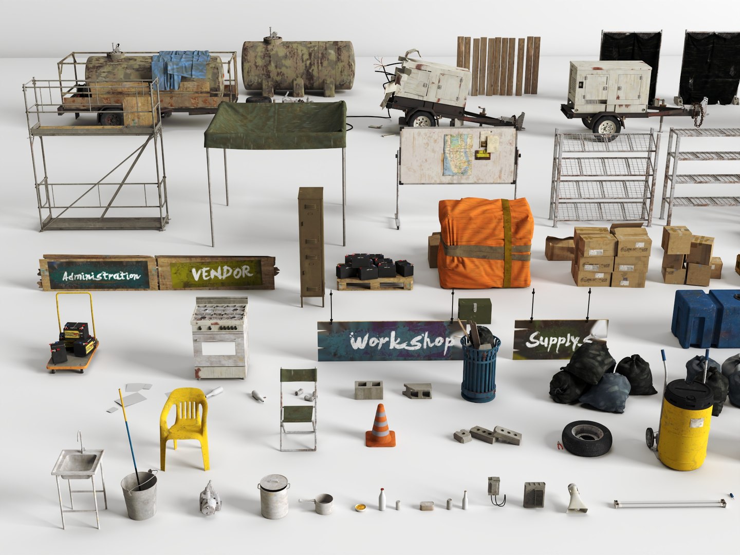 Detailed Props Pack Junk Clutter Workshop Debris Assets 3D Model ...