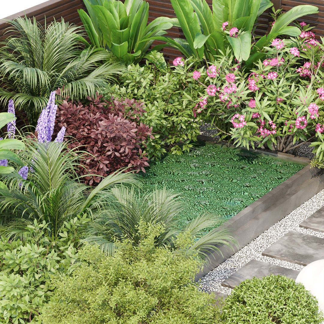 Backyard Landscaping With Plants Vol 180 3D Model - TurboSquid 2017428