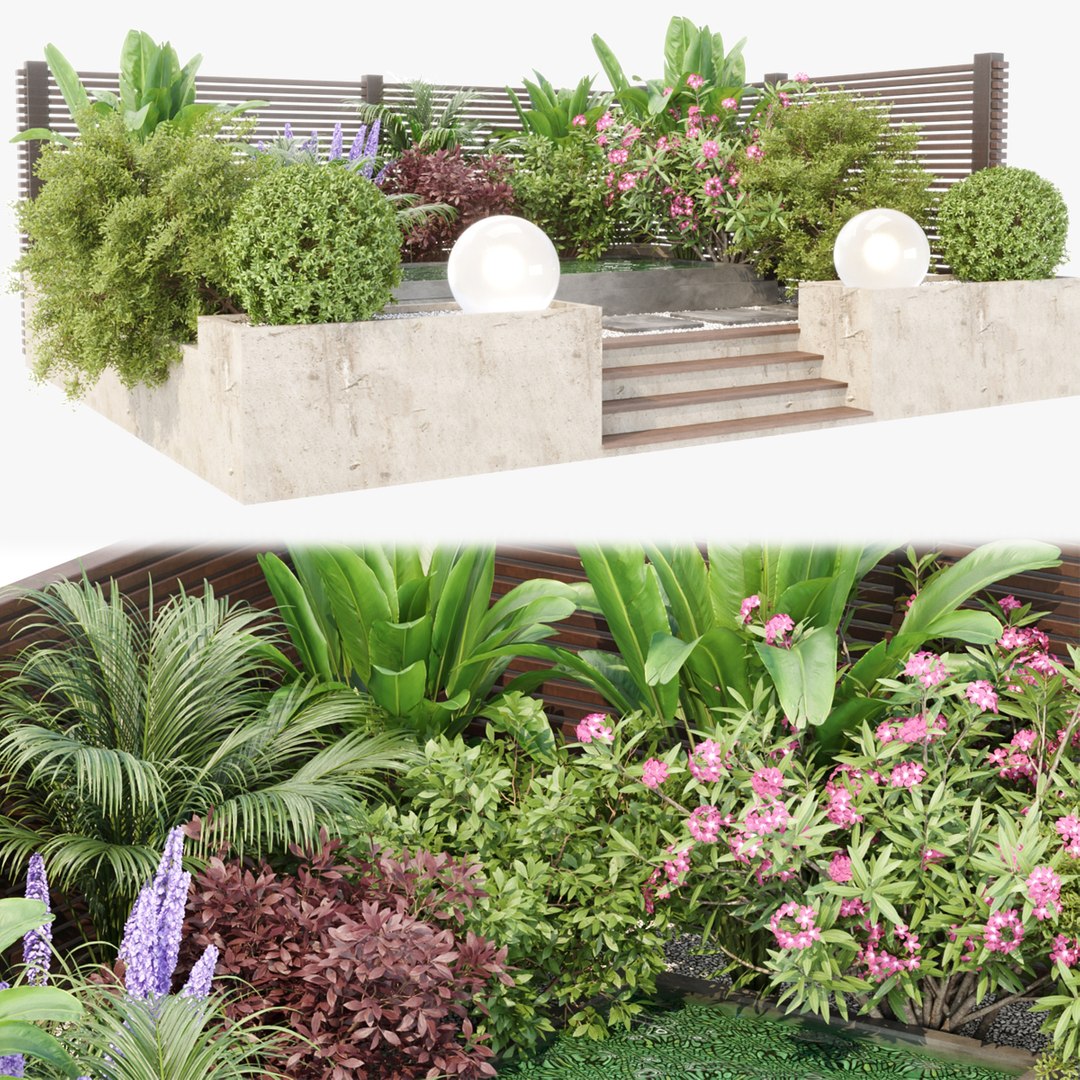 modelo 3d Backyard landscaping with plants vol 180 - TurboSquid 2017428