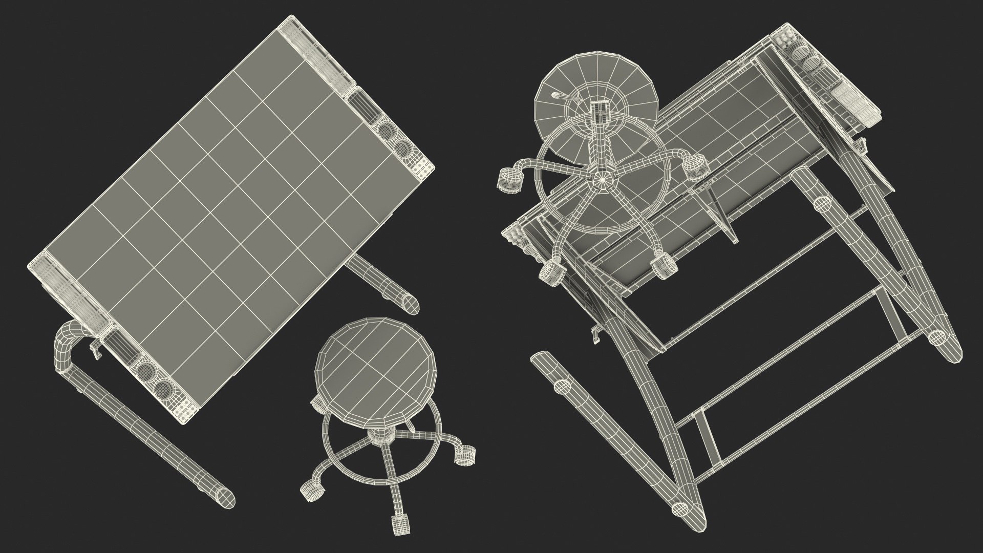 3D Drafting Table with Blueprints Collection model - TurboSquid 1885346