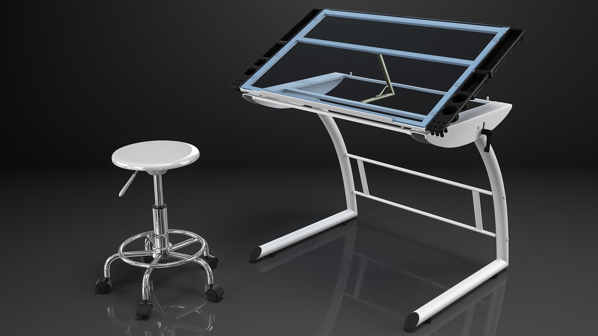 3D Drafting Table with Blueprints Collection model - TurboSquid 1885346
