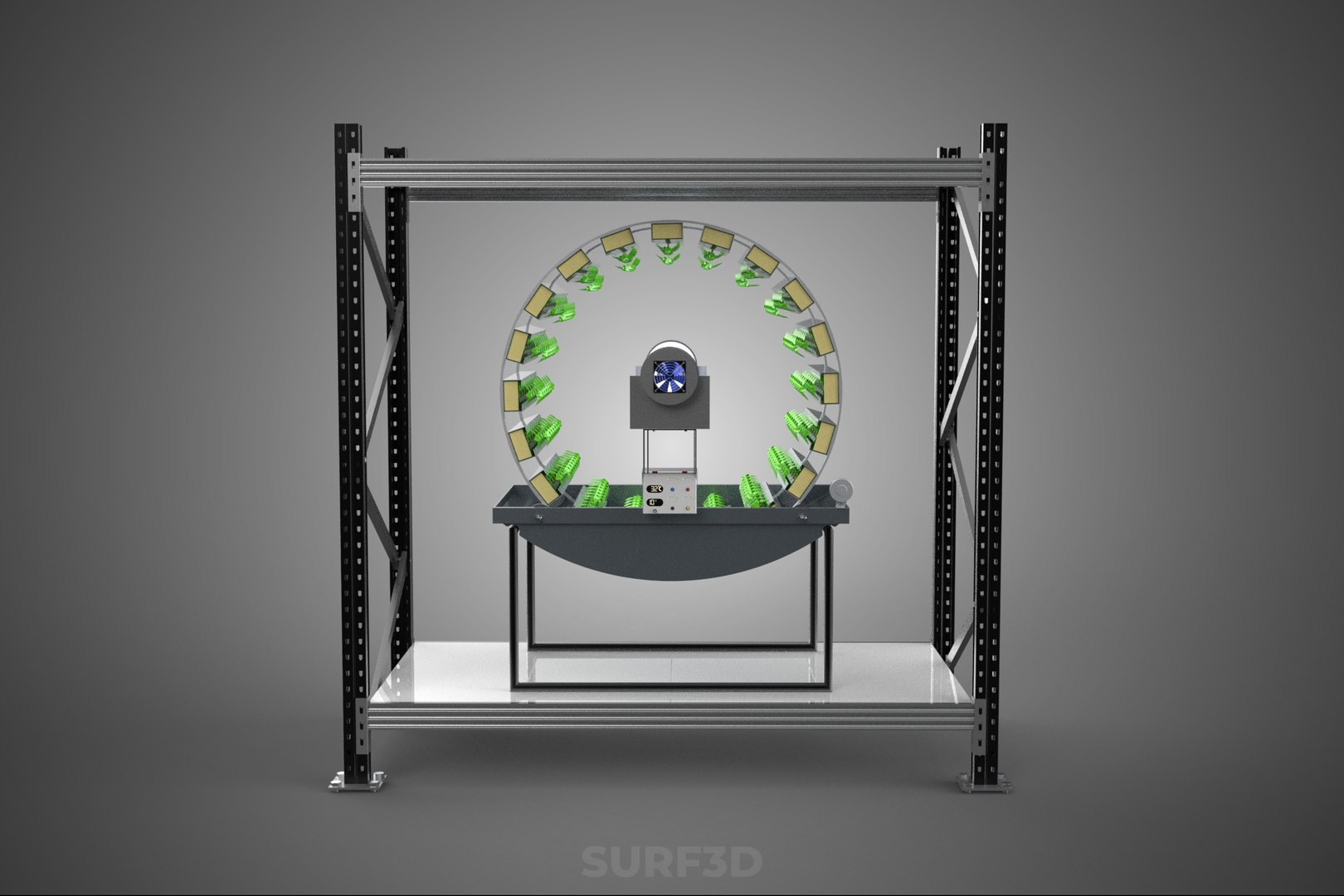 SHELF RACK ROTARY HYDROPONIC SPIN GARDEN PLANT FARM SYSTEM WHEEL 3D ...