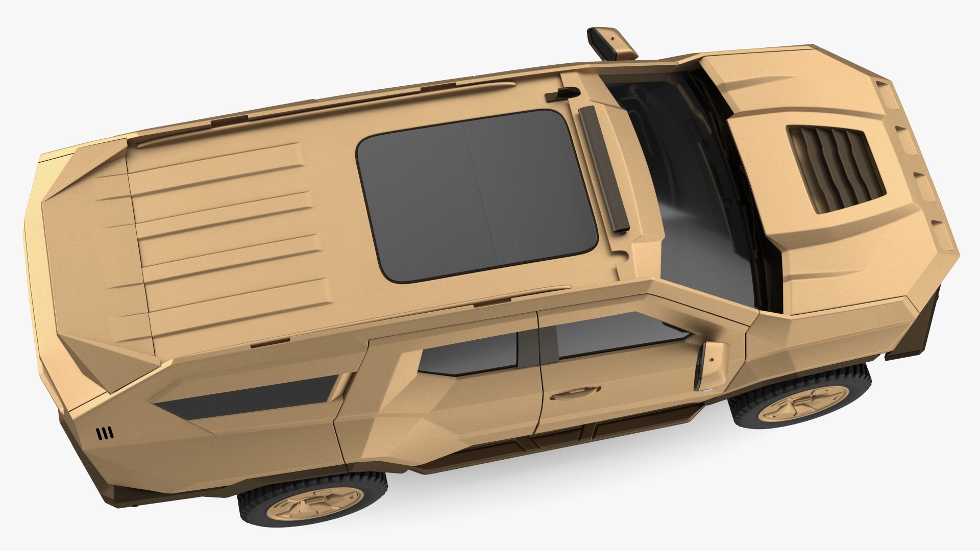 3D Armored Sand Colored SUV With Lights Off Model - TurboSquid 2269825