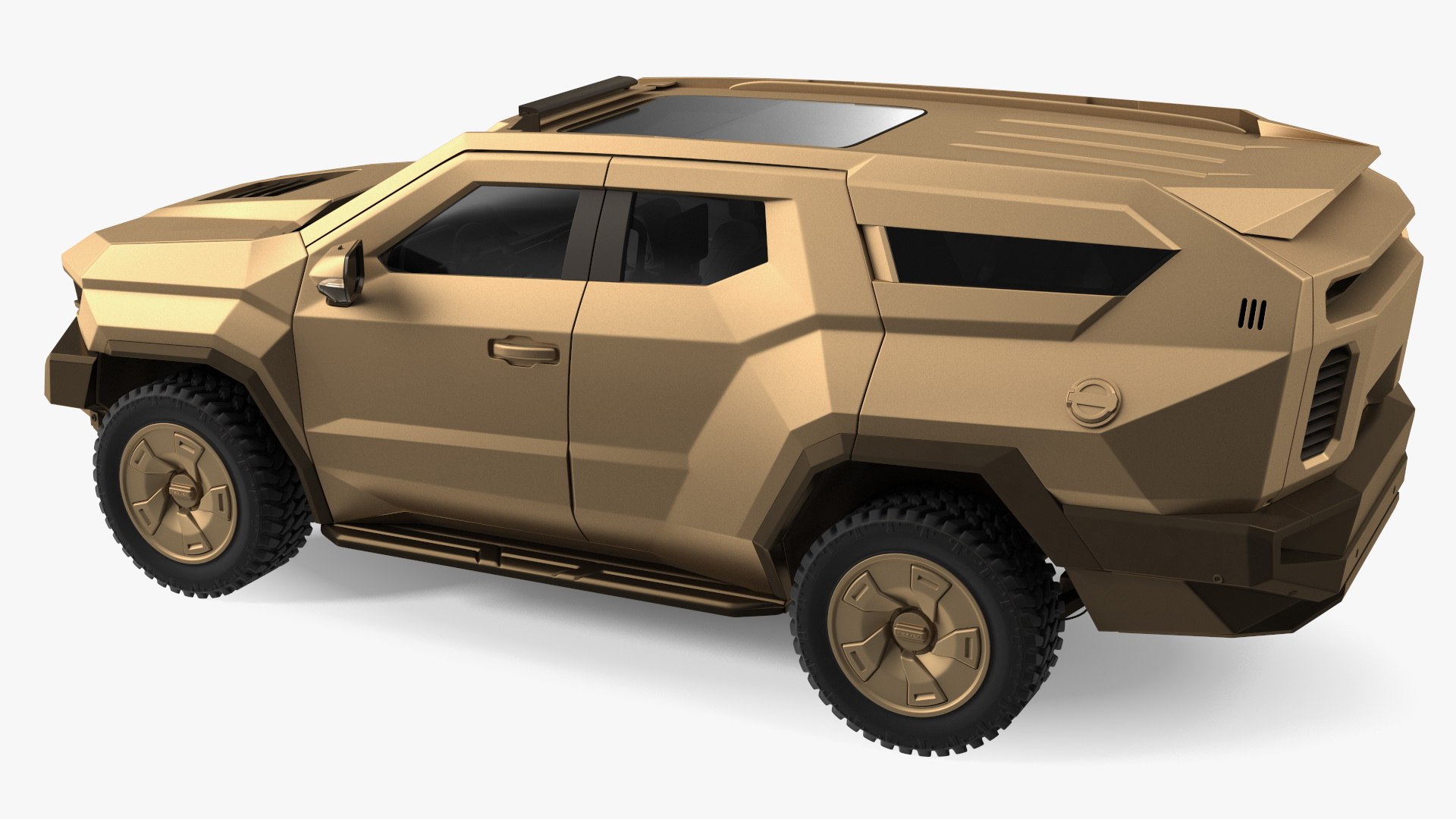 3D Armored Sand Colored SUV With Lights Off Model - TurboSquid 2269825