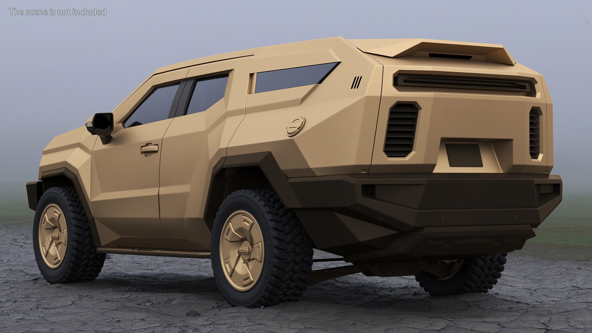 3D Armored Sand Colored SUV With Lights Off Model - TurboSquid 2269825