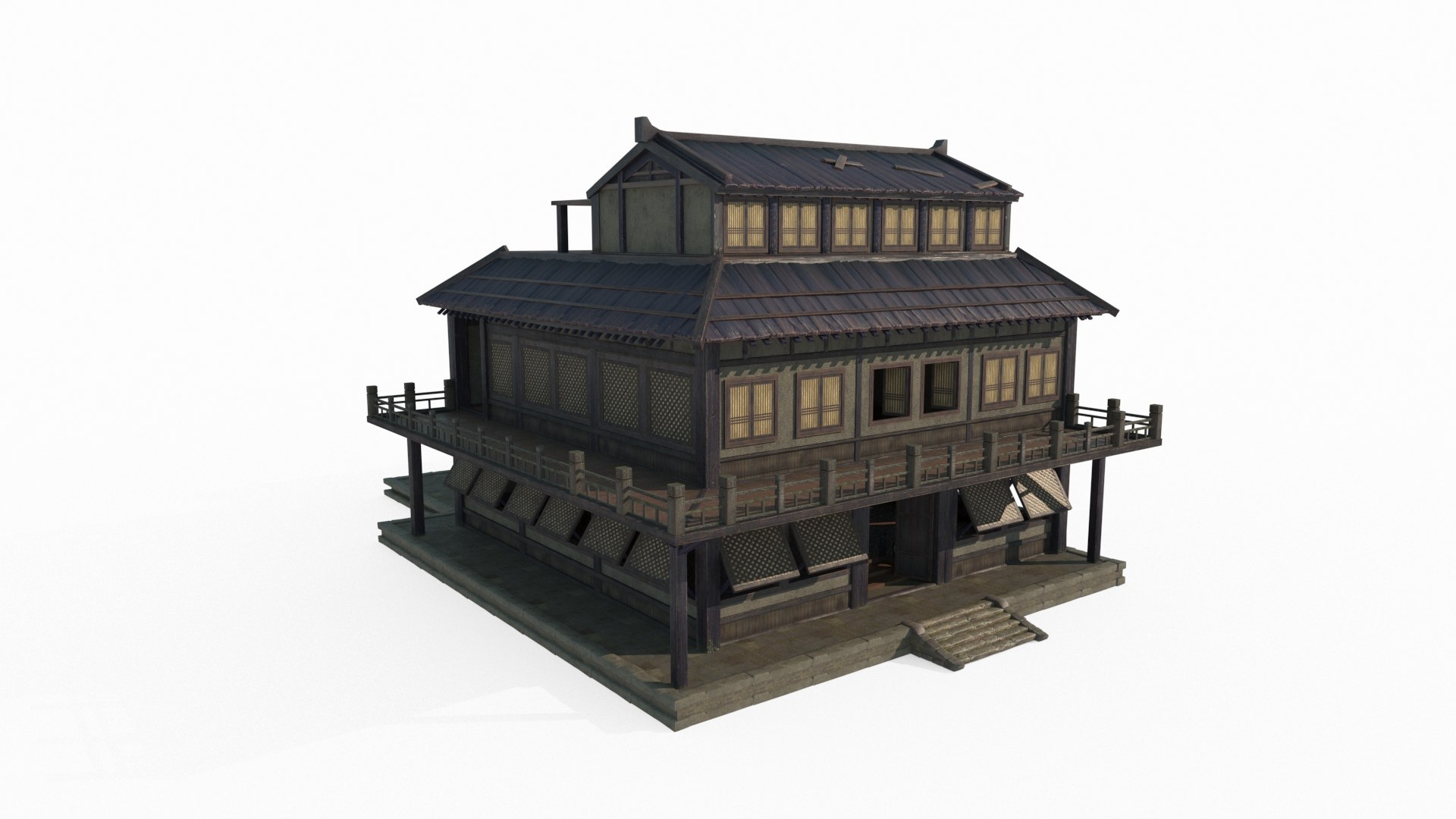 3D Asian Ancient Architecture Inn - TurboSquid 2152936