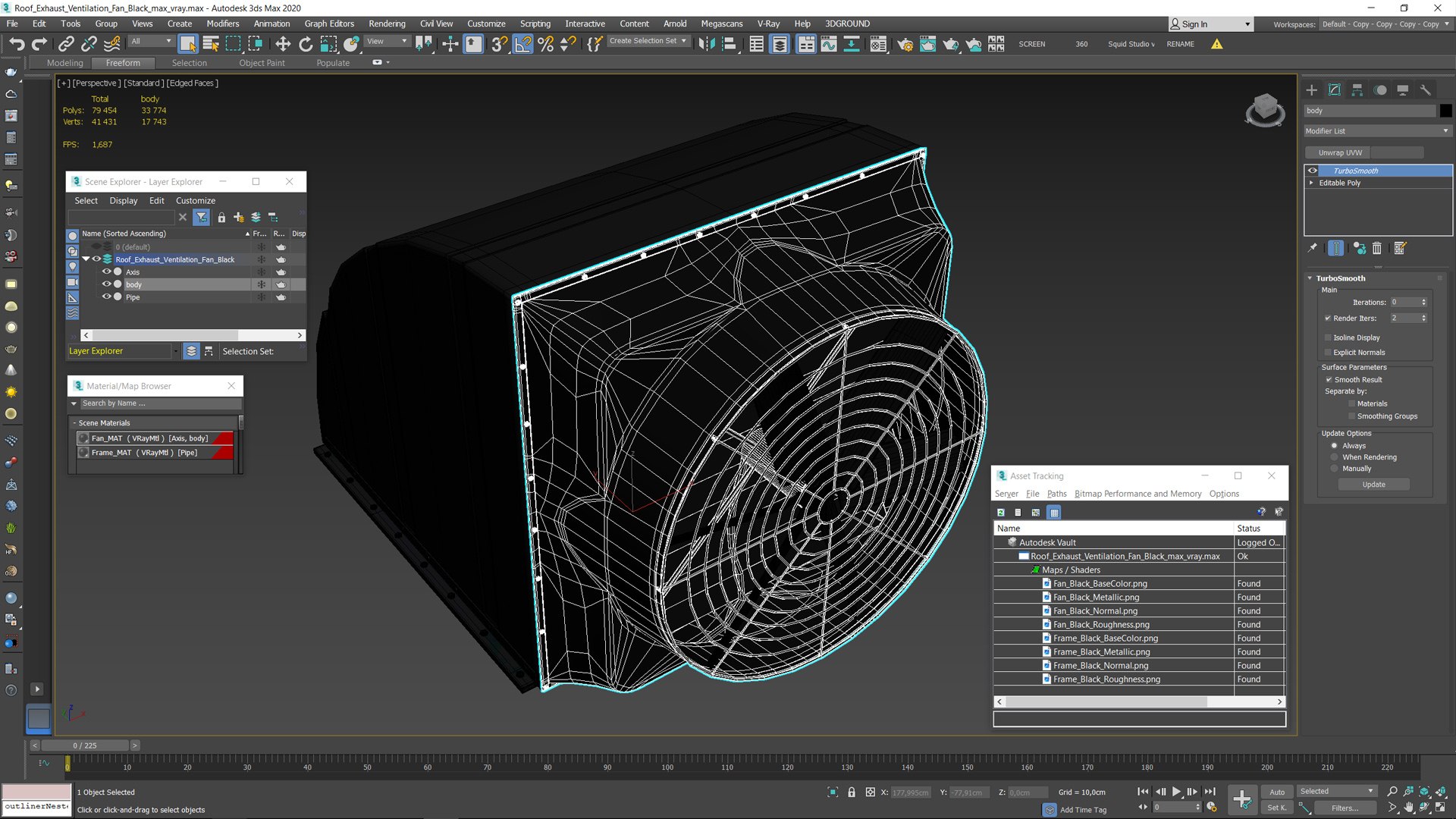 Roof Exhaust Ventilation Fan Black 3D Model - TurboSquid 2318907