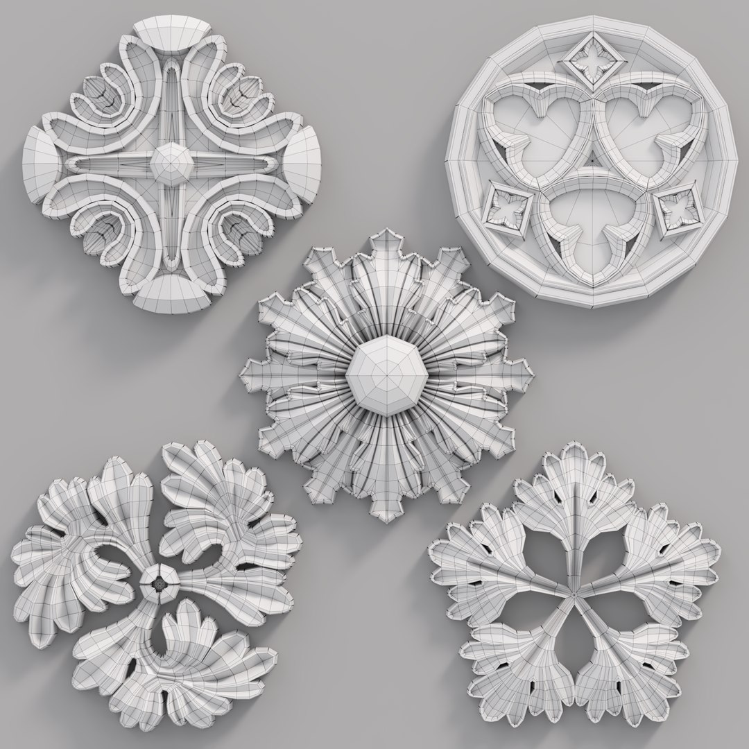 Decorative wall rosettes set model - TurboSquid 1311564