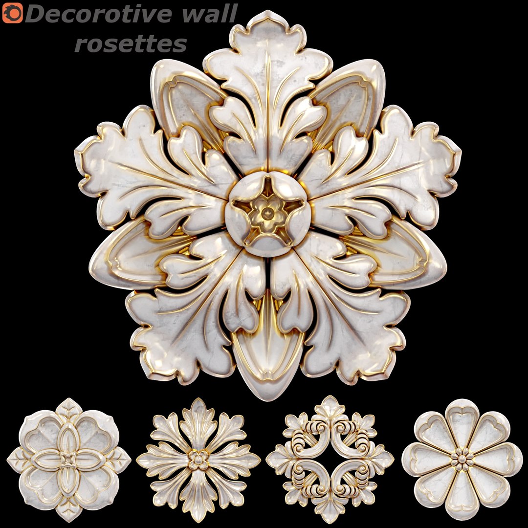 Decorative wall rosettes set model - TurboSquid 1311564