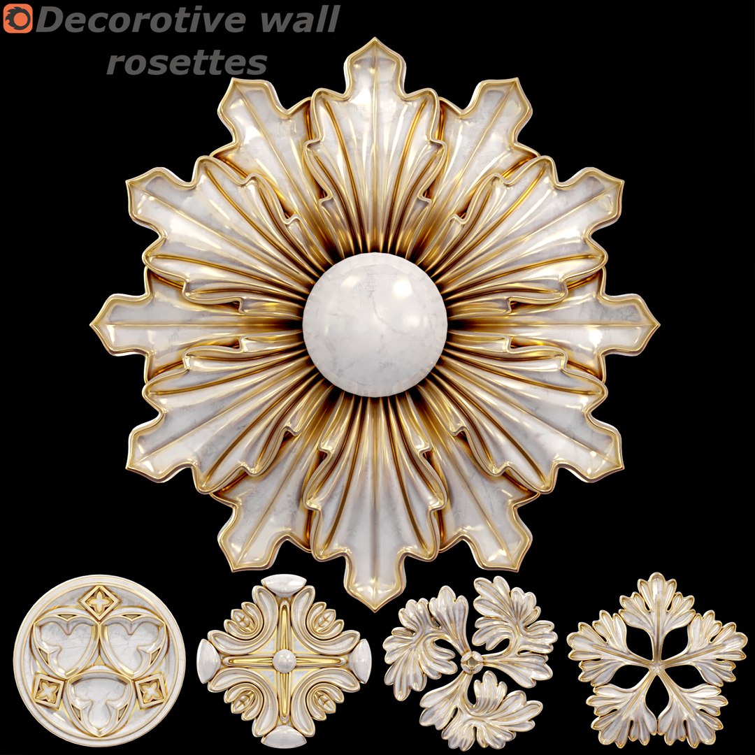 Decorative wall rosettes set model - TurboSquid 1311564