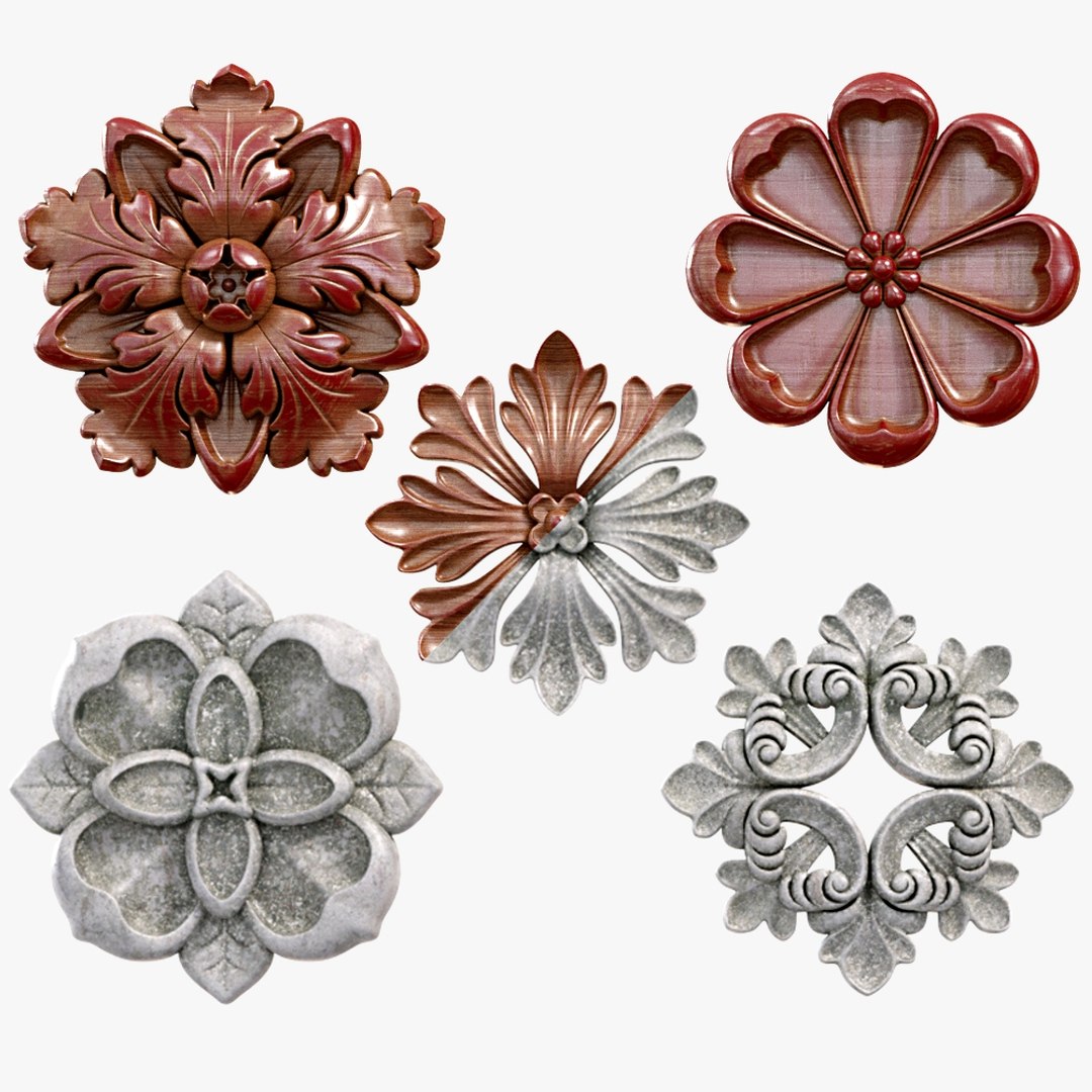 Decorative wall rosettes set model - TurboSquid 1311564