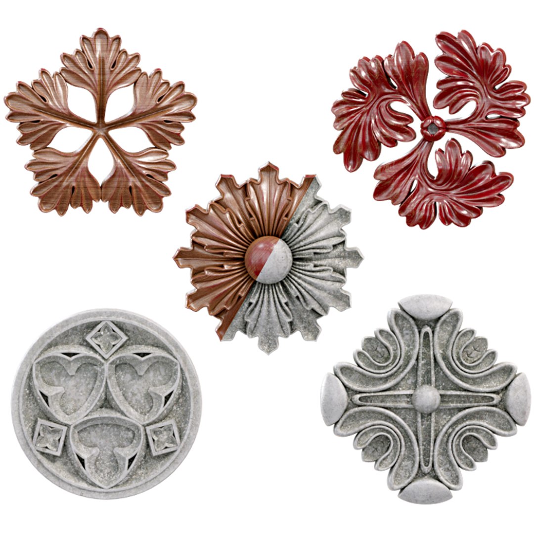 Decorative wall rosettes set model - TurboSquid 1311564