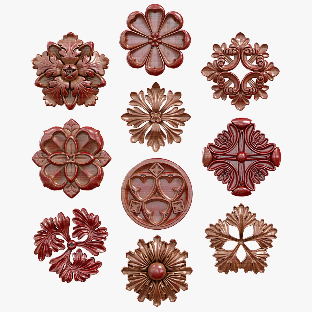 Decorative Wall Rosettes Set Model - TurboSquid 1311564