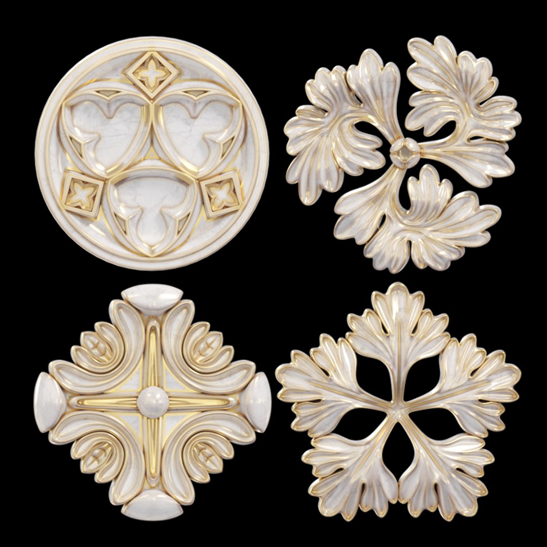 Decorative wall rosettes set model - TurboSquid 1311564
