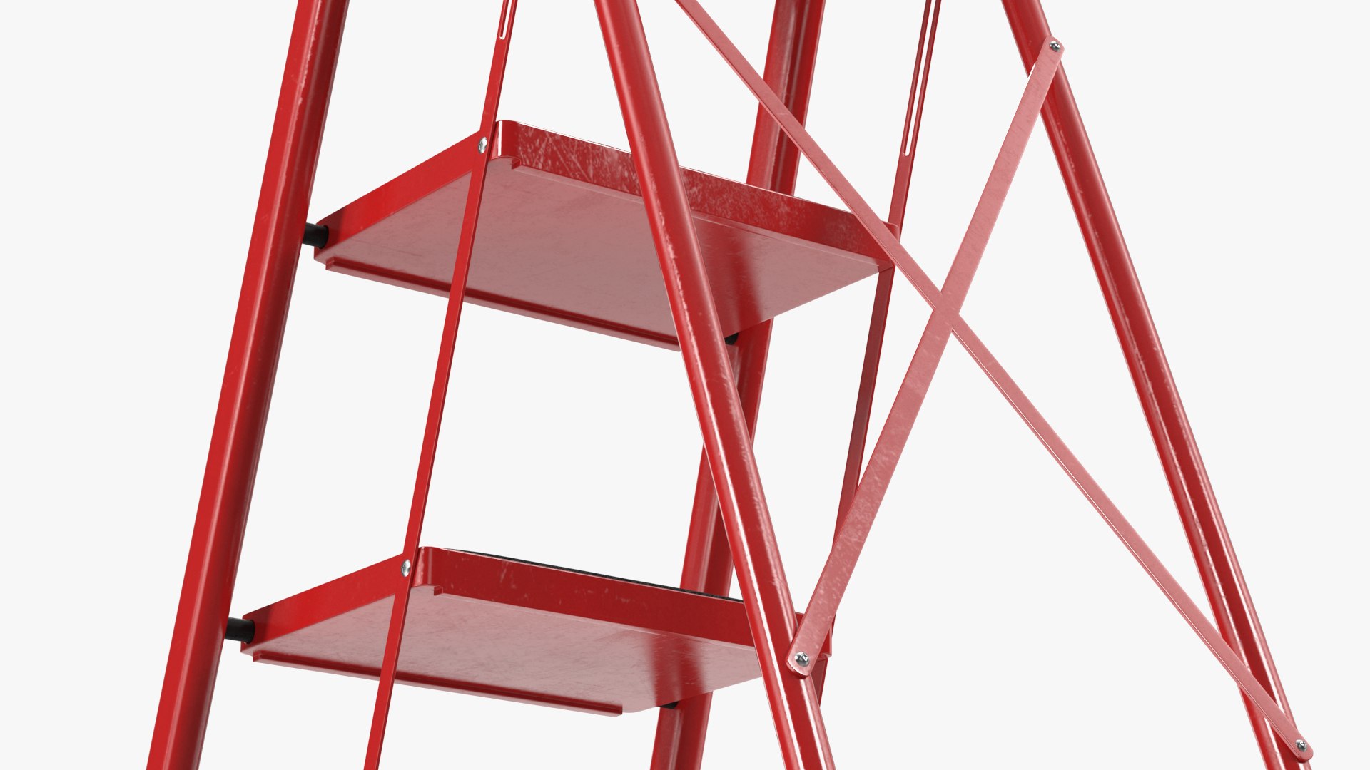 Red Steel Folding 4 Step Ladder For Home Rigged Model - TurboSquid 2151220