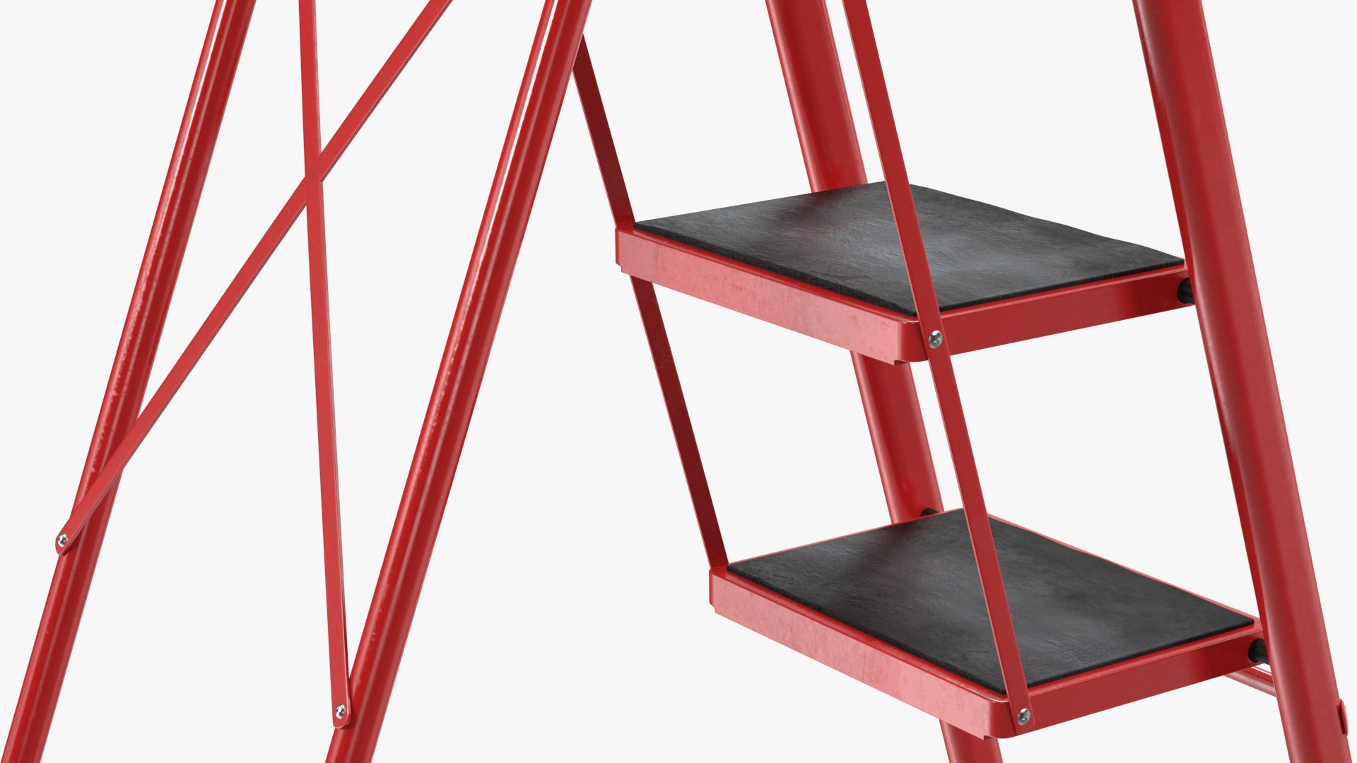 Red Steel Folding 4 Step Ladder For Home Rigged Model - TurboSquid 2151220
