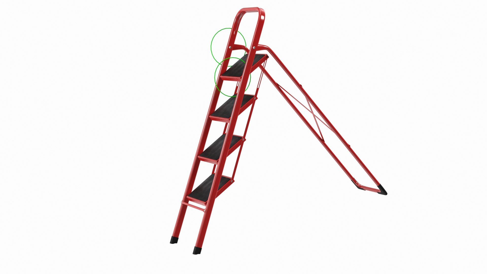 Red Steel Folding 4 Step Ladder for Home Rigged model - TurboSquid 2151220