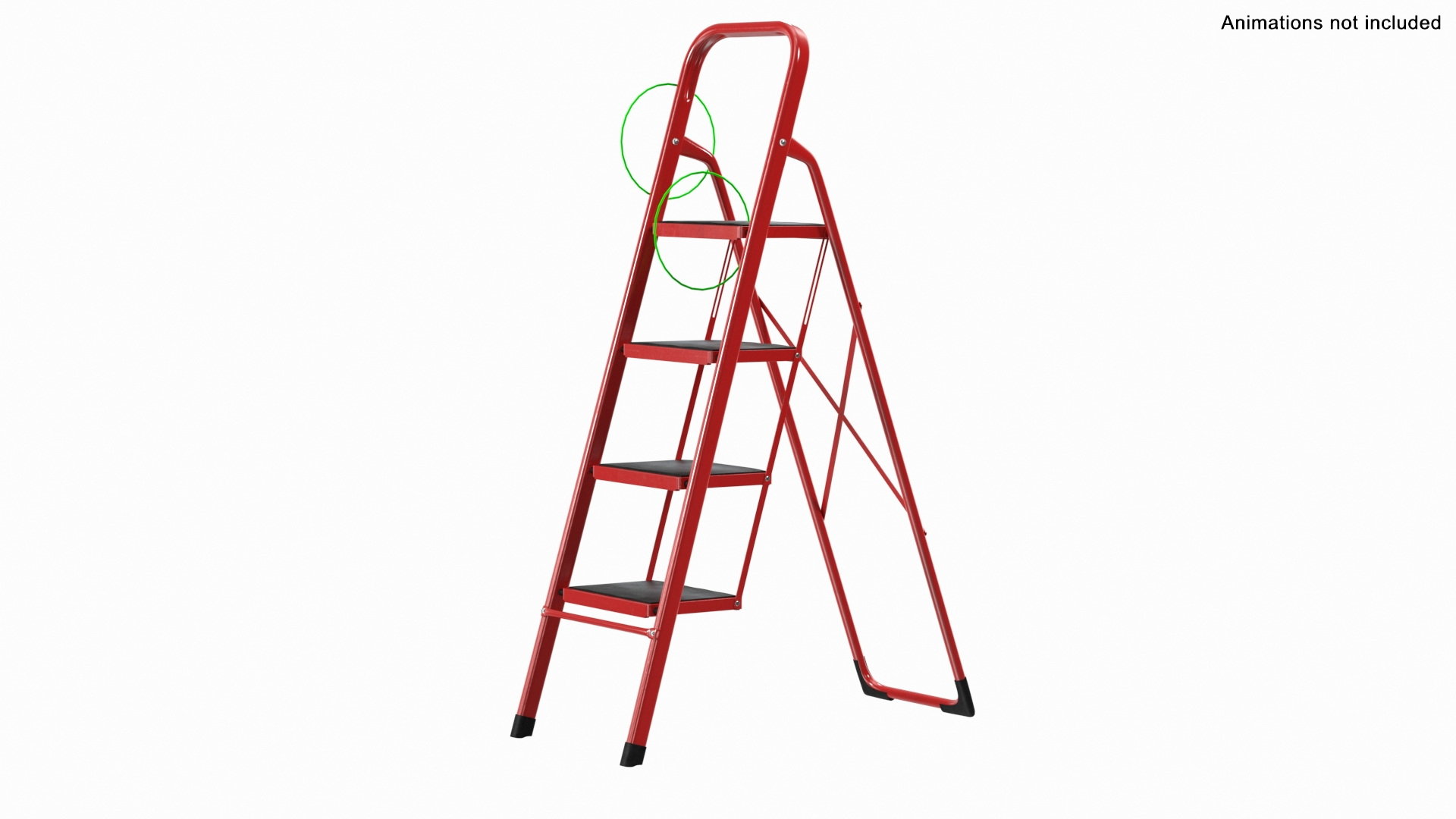 Red Steel Folding 4 Step Ladder For Home Rigged Model - TurboSquid 2151220