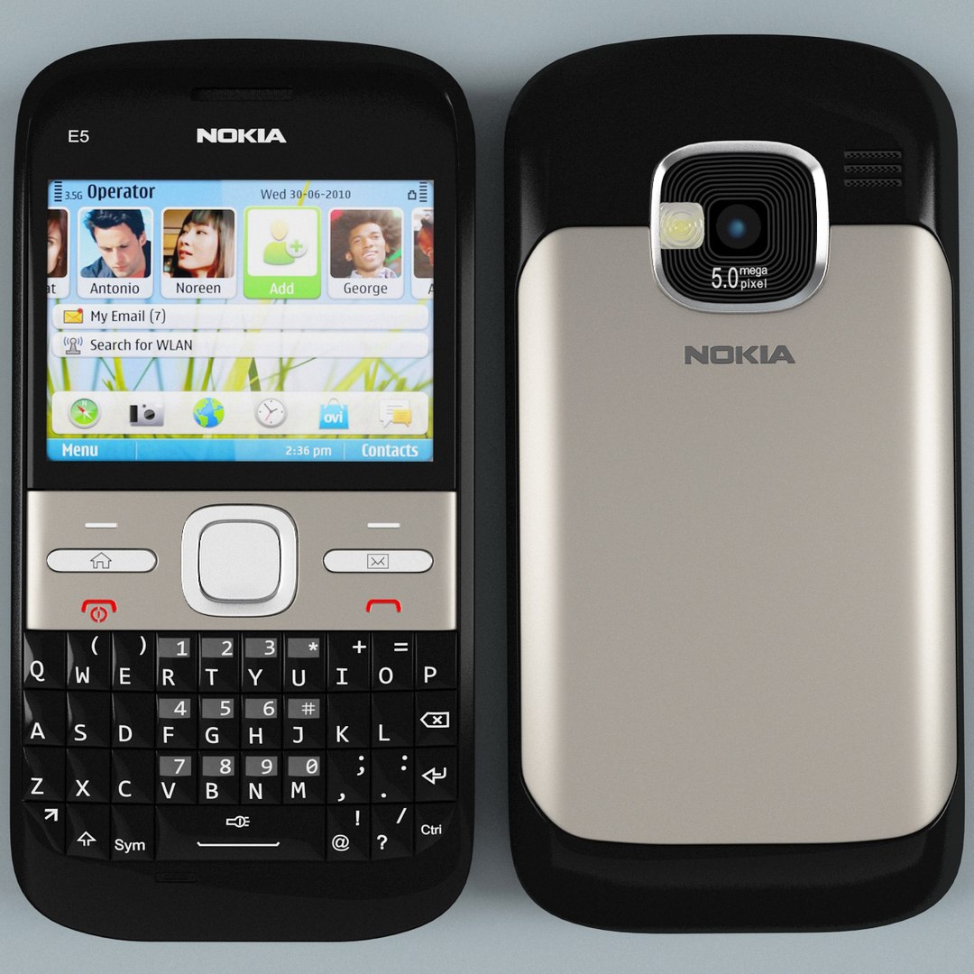 Nokia E5 00 Black 3d Model