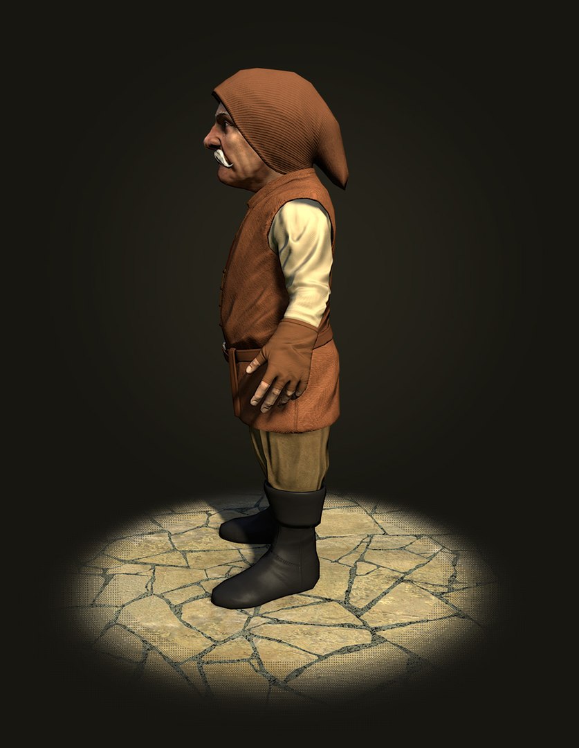 3d model dwarf peasant human character