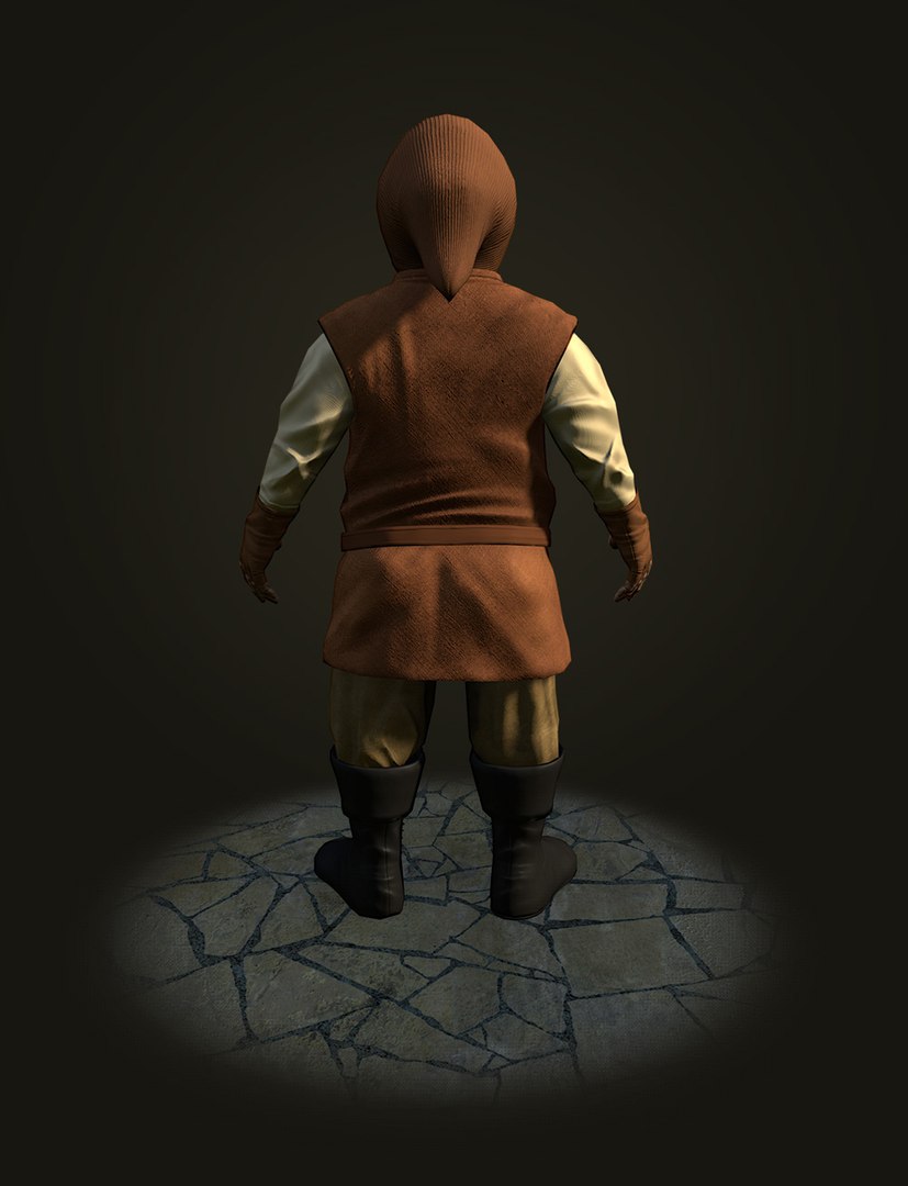 3d model dwarf peasant human character