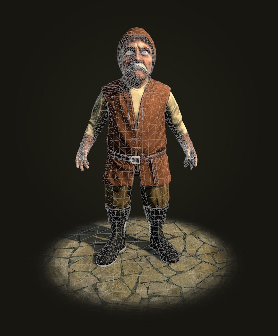 3d model dwarf peasant human character