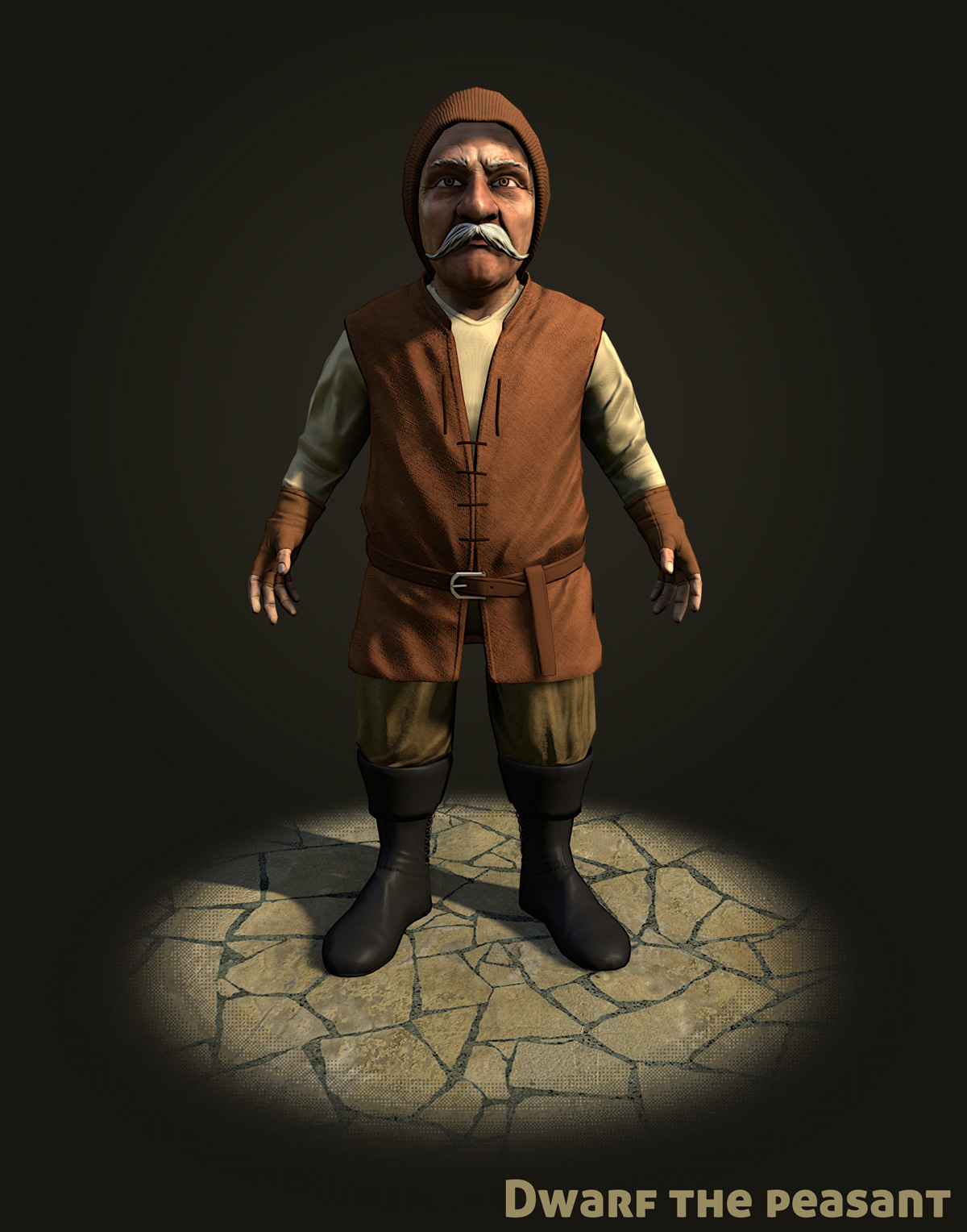 3d model dwarf peasant human character