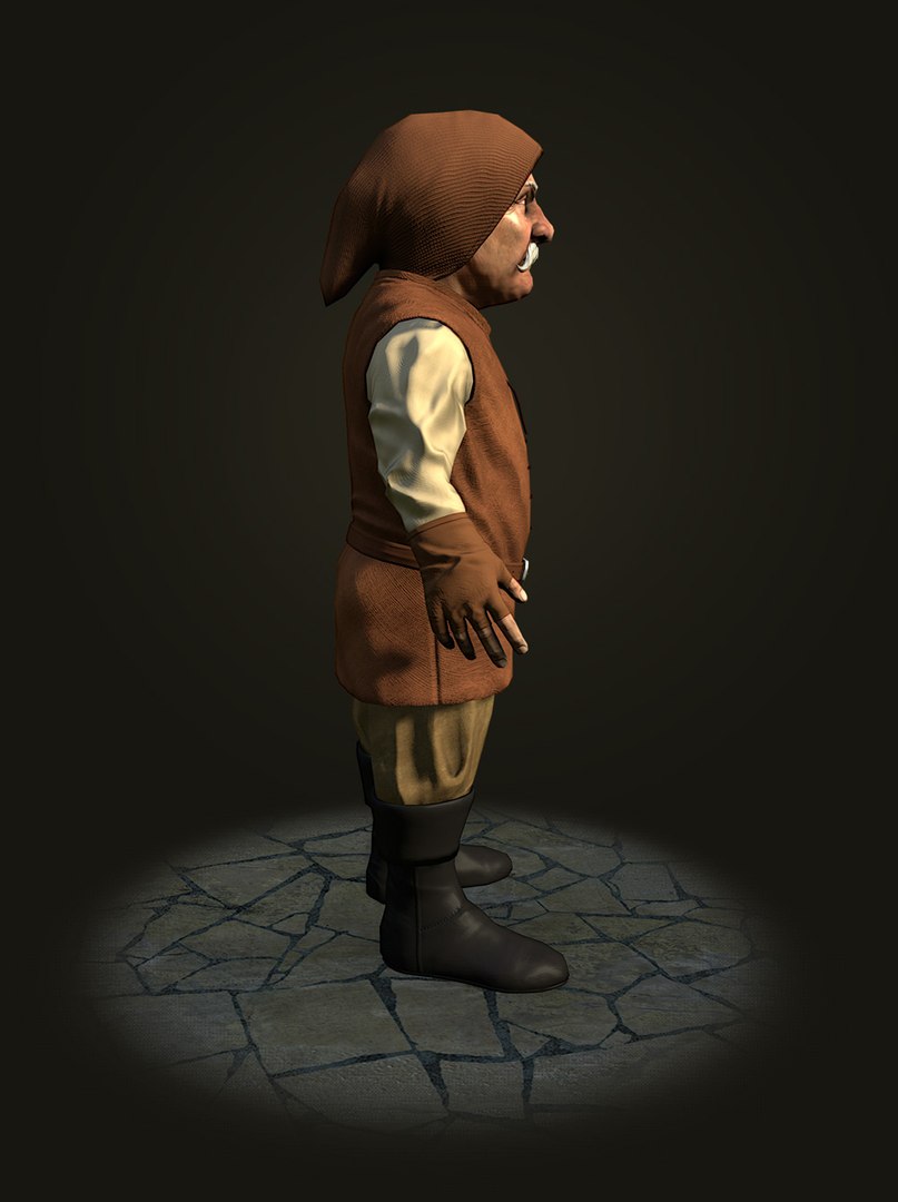 3d model dwarf peasant human character