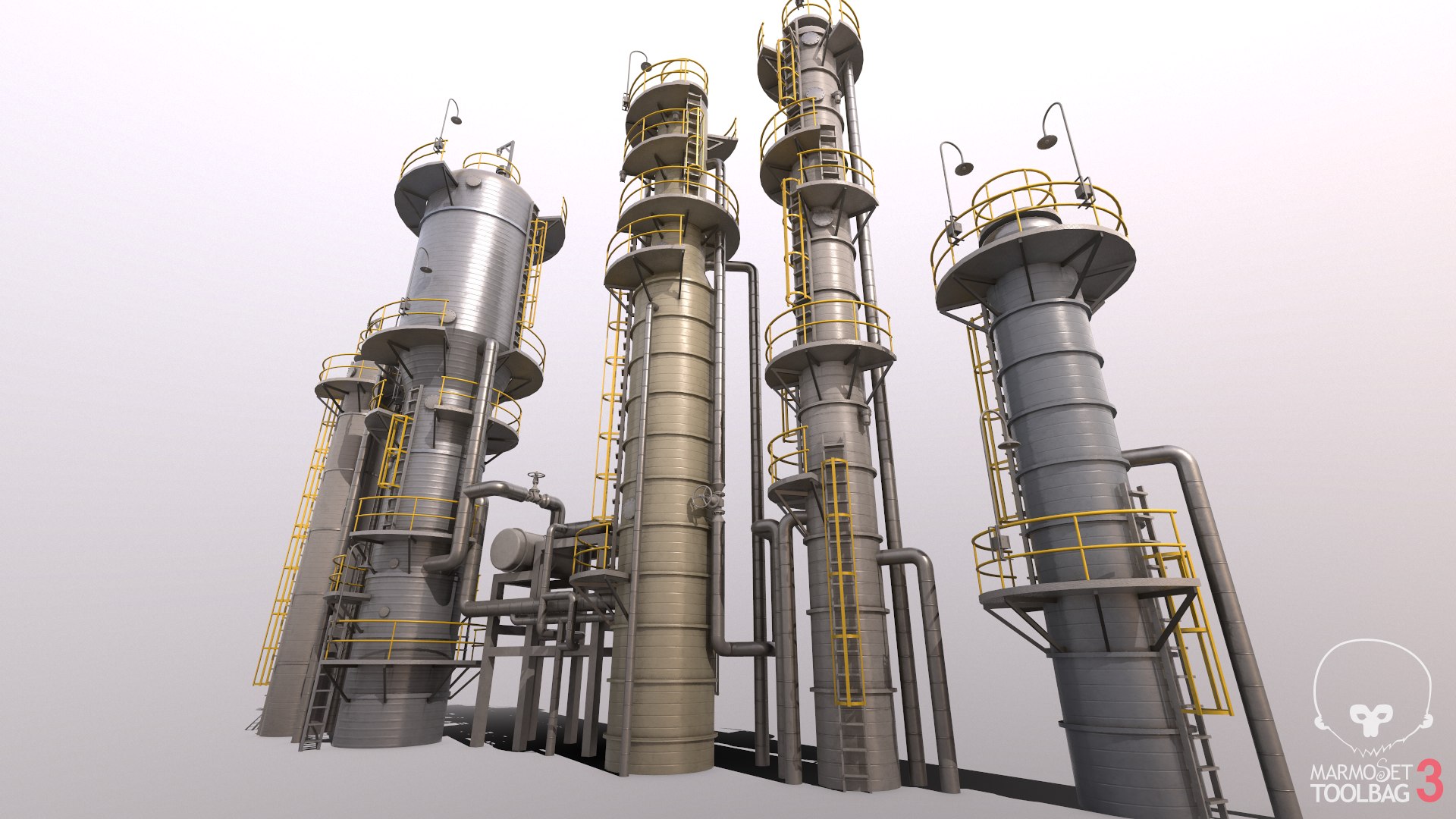 3D Refinery Towers Model - TurboSquid 1483188