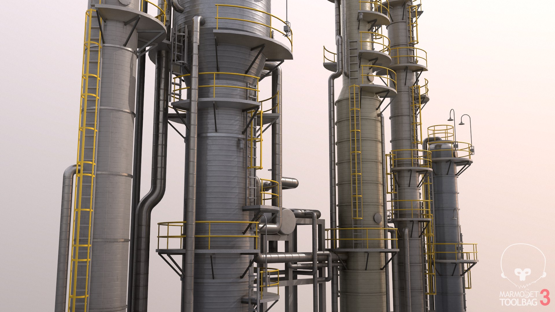 3D Refinery Towers Model - TurboSquid 1483188