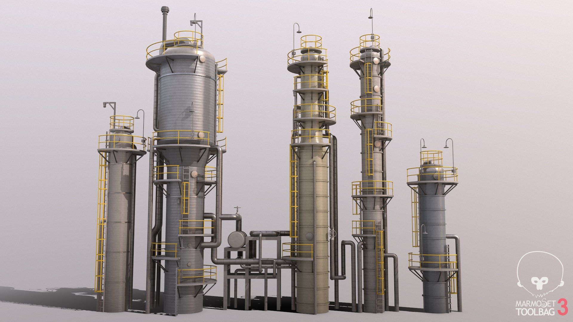 3D Refinery Towers Model - TurboSquid 1483188