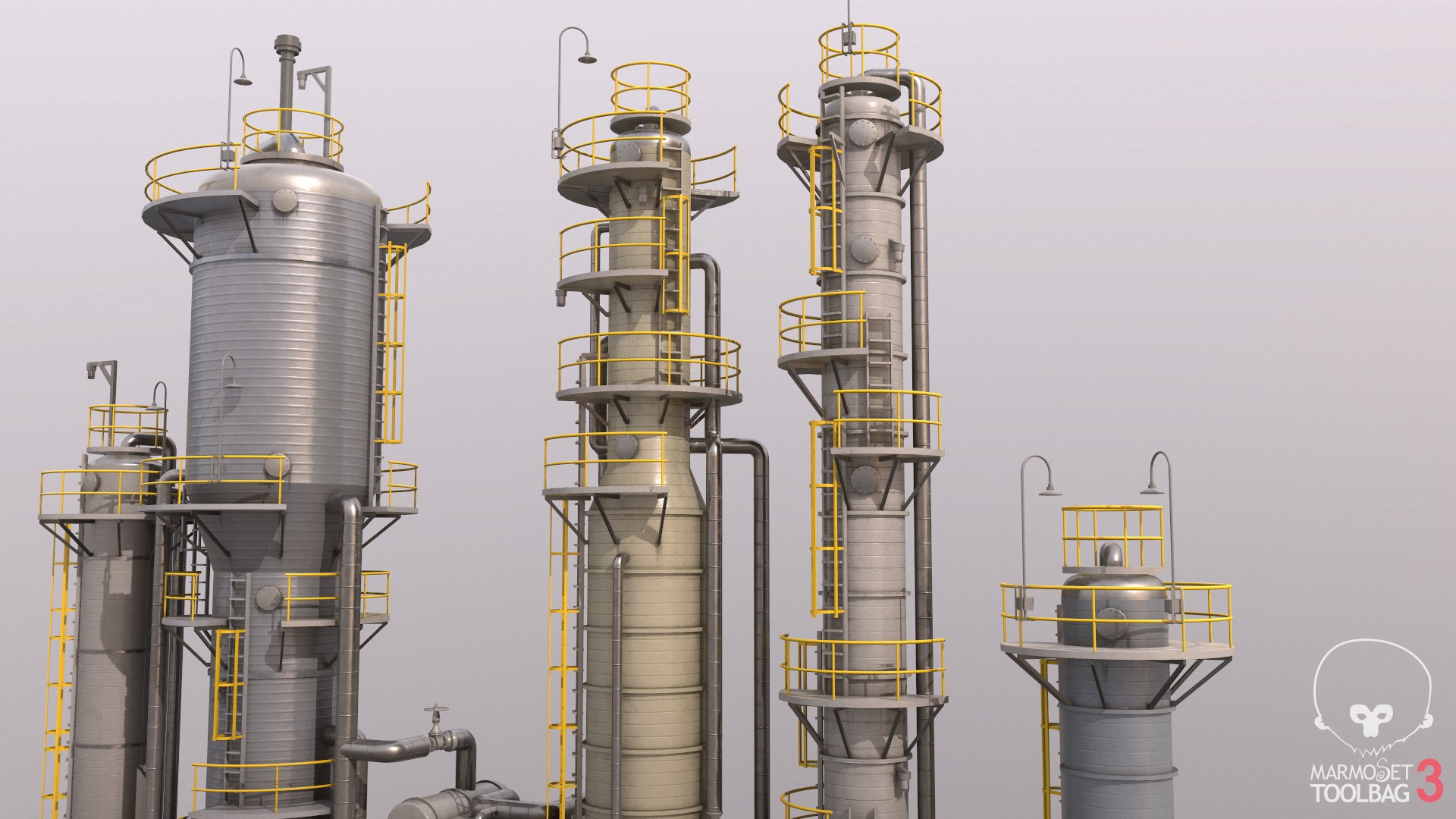 3D refinery towers model - TurboSquid 1483188