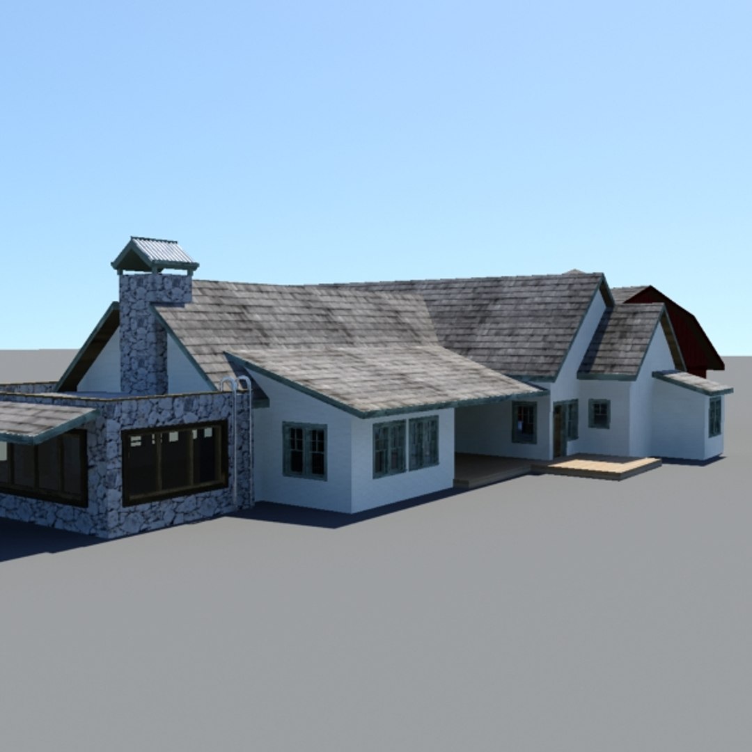 old ranch style house 3d model