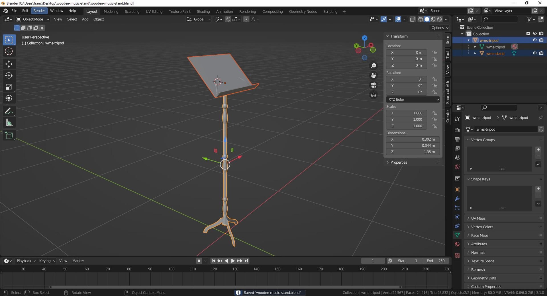 3D Wooden Music Stand - TurboSquid 1913554