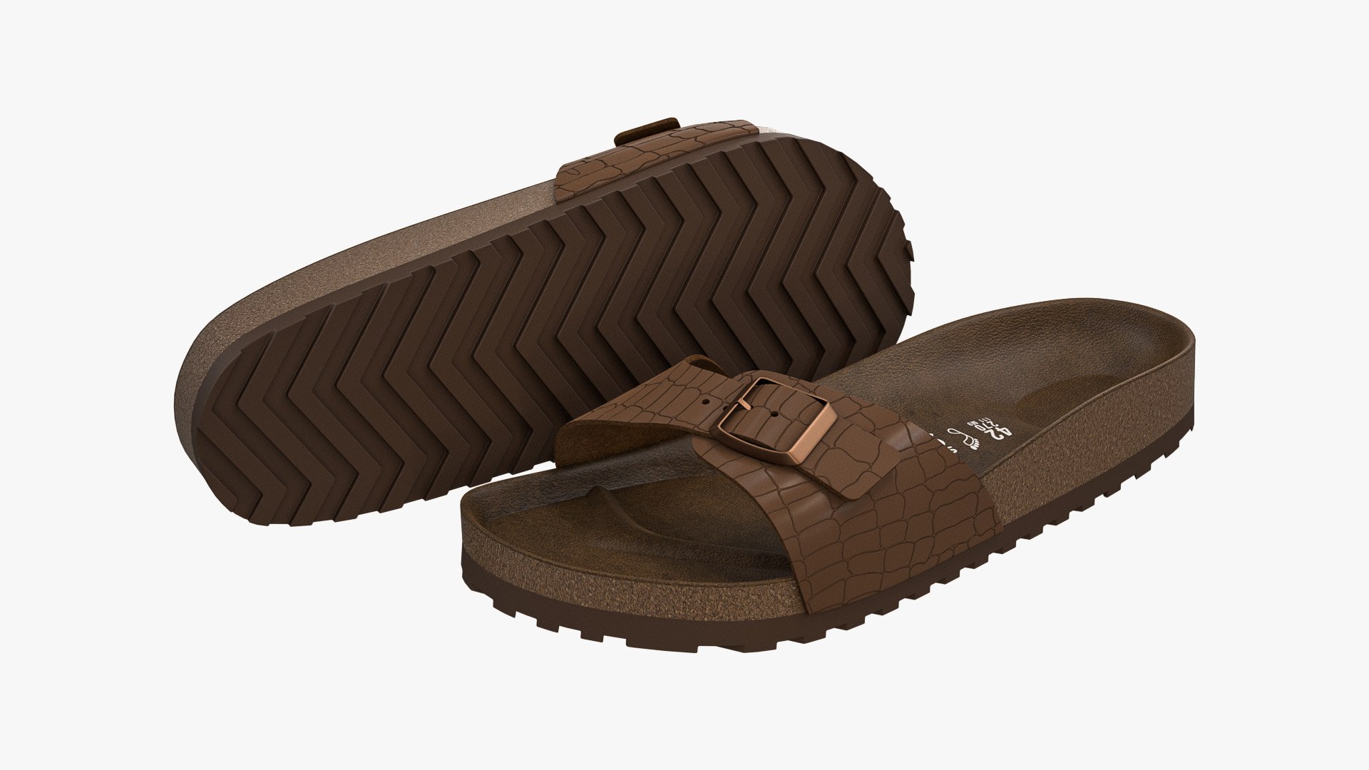 Single-Strap Sandals Brown Croc 3D - TurboSquid 2154441