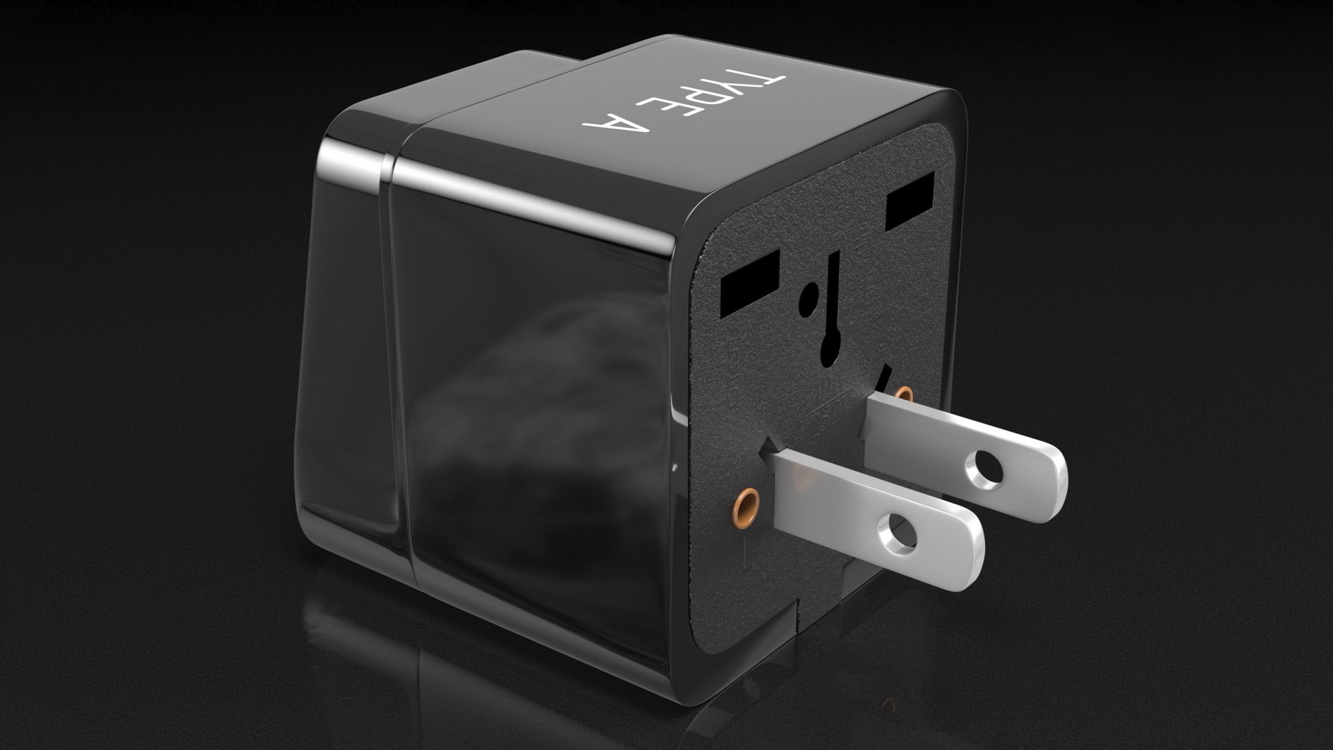 3D Type A Plug Adapter Black Model - TurboSquid 1841227