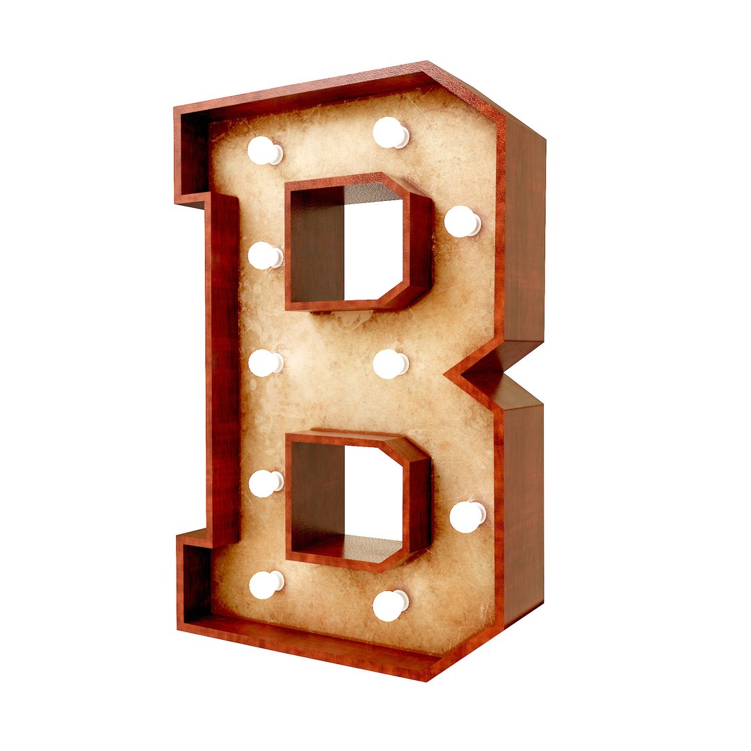 Marquee B Wooden Glow Sign 3dmodel Model - TurboSquid 1975805